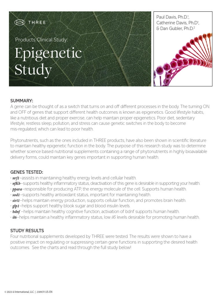 THREE Epigenetic Study Overview and Full Studyv2 | PDF | Interleukin 6 ...