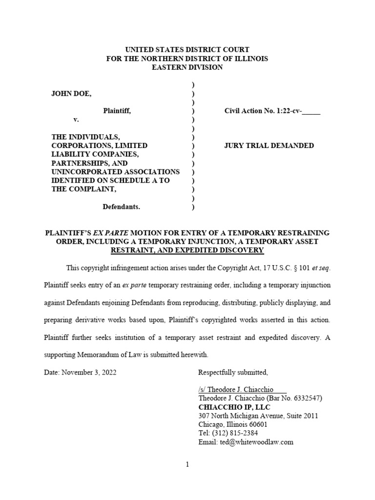 2022.11.03 TRO Motion | PDF | Injunction | Judiciaries