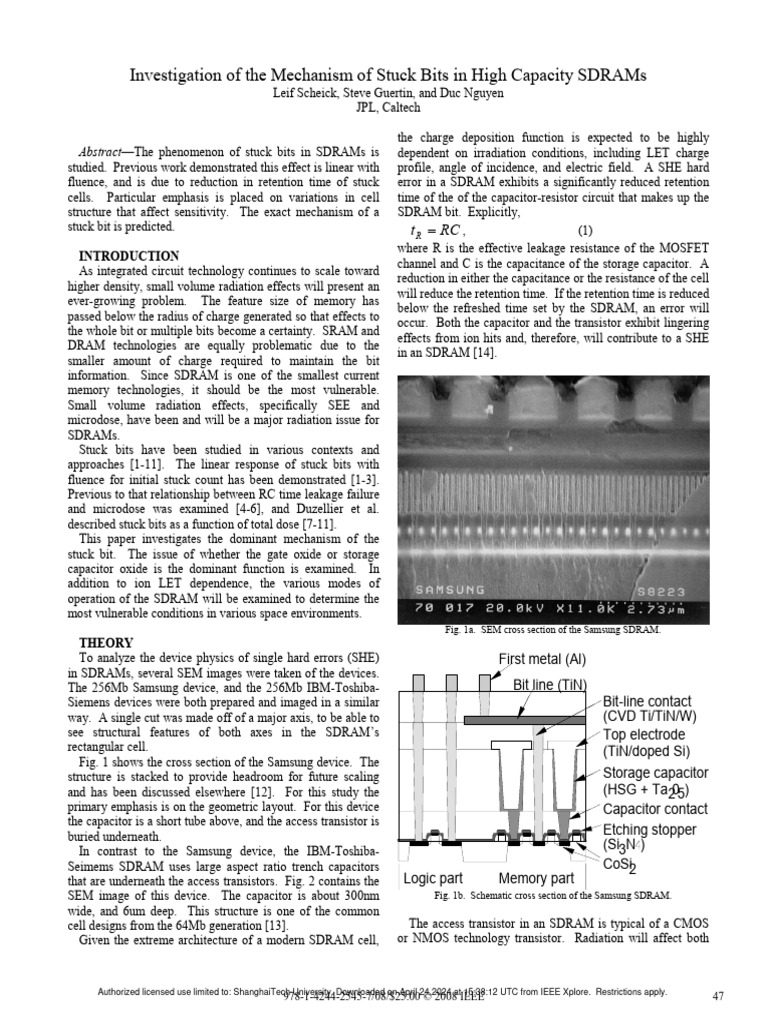 Investigation of The Mechanism of Stuck Bits in High Capacity SDRAMs | PDF | Capacitor | Dynamic ...