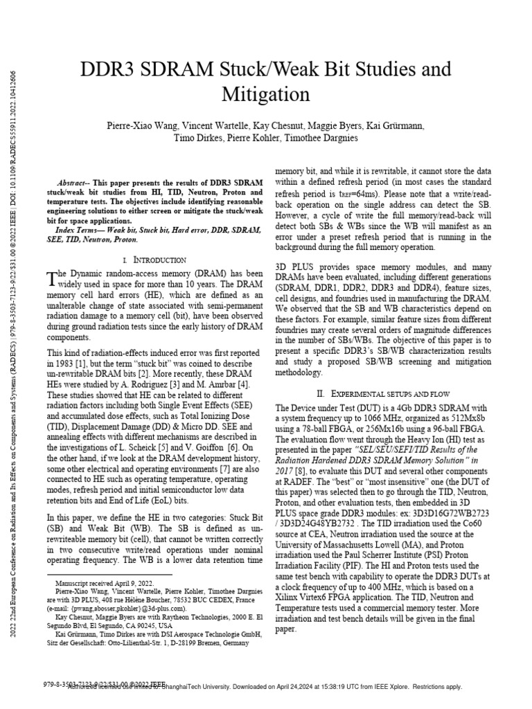 Space-Grade DDR3 SDRAM Analysis | PDF | Dynamic Random Access Memory | Computer Memory