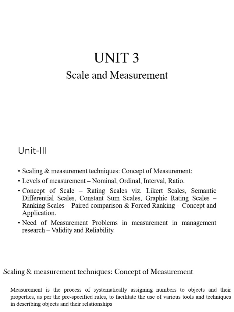 BRM-Unit 3 | PDF | Level Of Measurement | Measurement