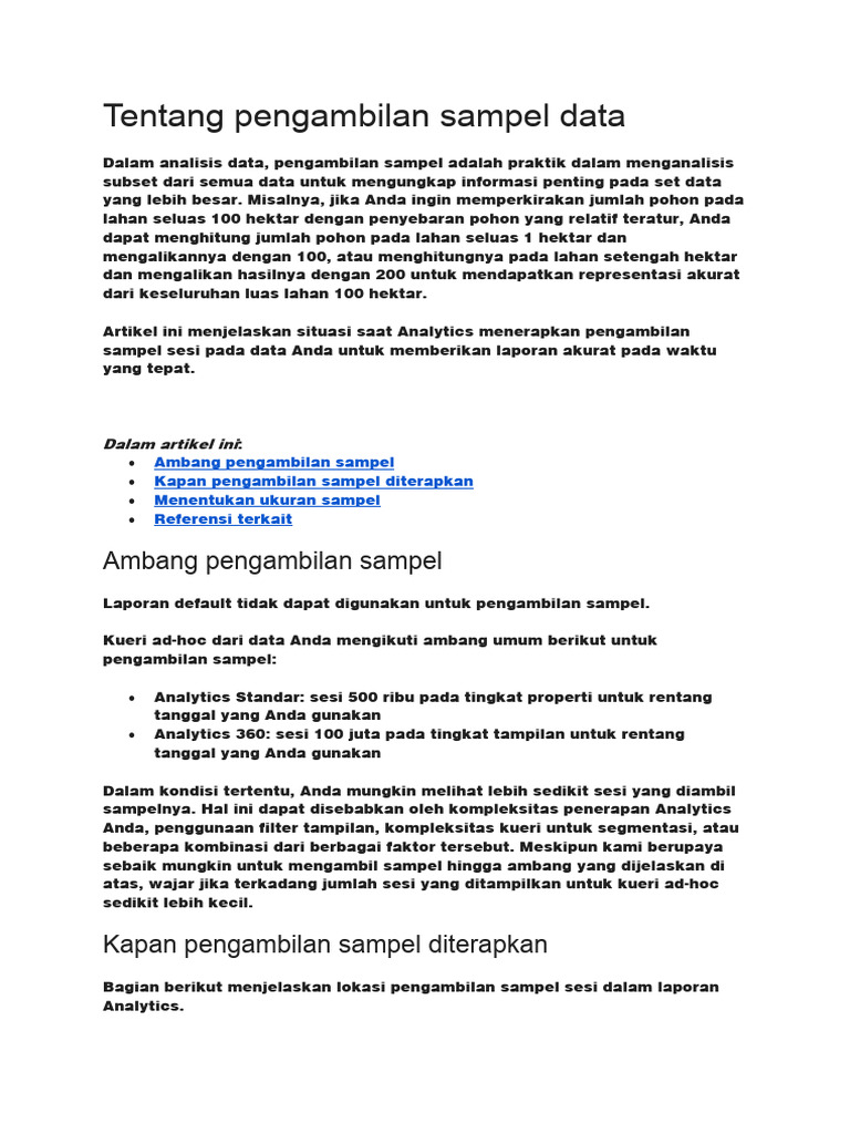 GA Tentang Pengambilan Sampel Data | PDF