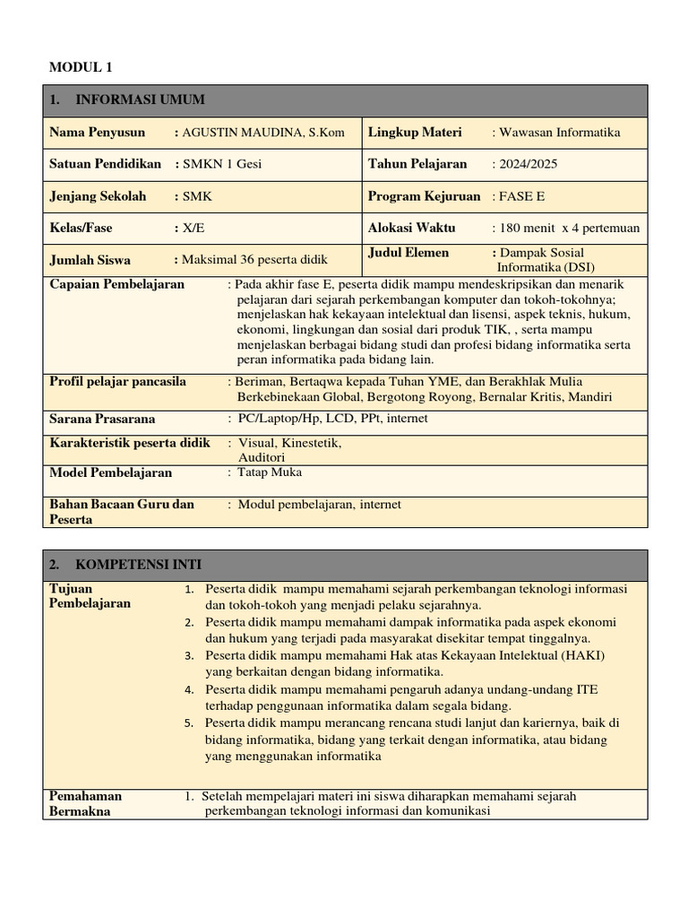 Modul Ajar Dsi 2024 | PDF | Komputer | Teknologi & Rekayasa