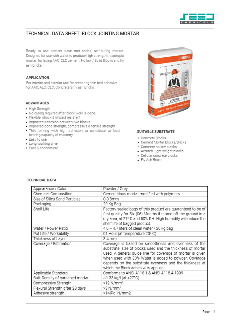 TDS Block Jointing | PDF | Concrete | Brick