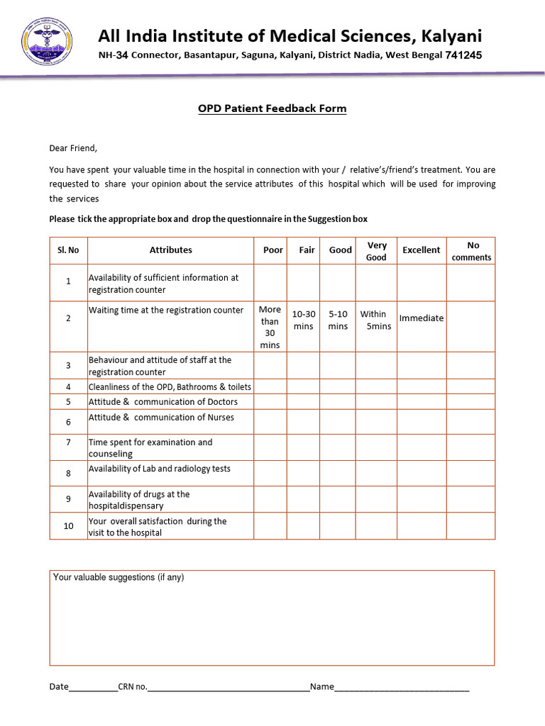 OPD Patient Feedback English | PDF
