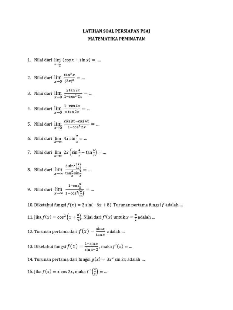 Latsol Persiapan Psaj 2 | PDF