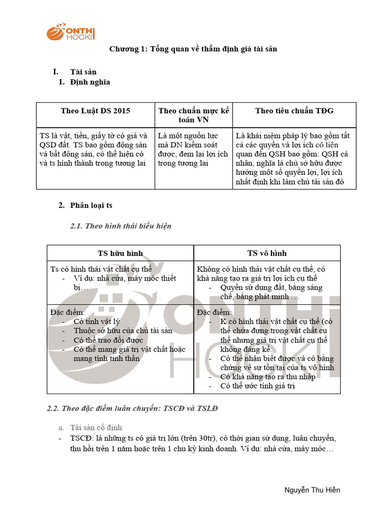 Nlcvdgts Chuong 1 Tong Quan Ve Tai San Va Tham Dinh Gia PDF 1703070923051 | PDF