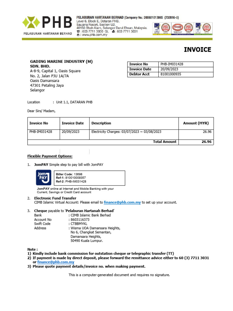 GADING MARINE INVOICES As at 12072024 | PDF | Cheque | Payments