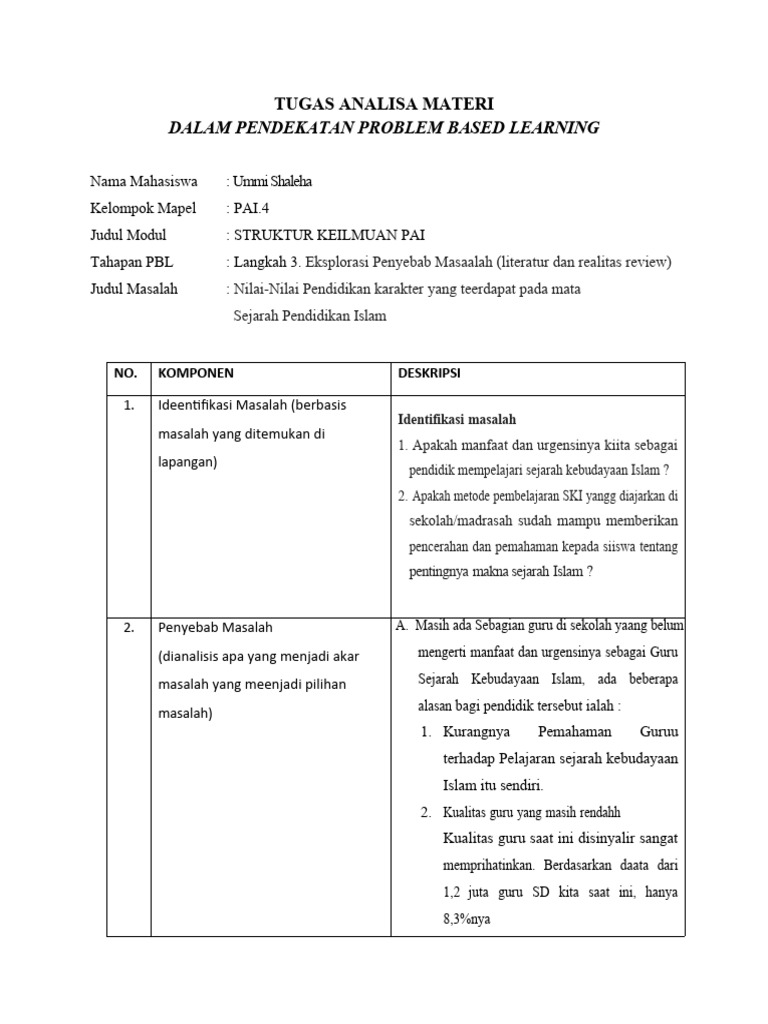 CONTOH PBL MODUL STRUKTUR KEILMUAN | PDF