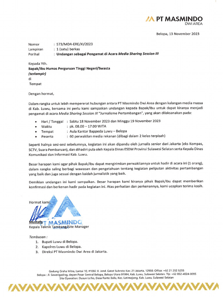 573-MDA-ERE-XI-2023-Humas-Undangan Acara Media Sharing Session III | PDF