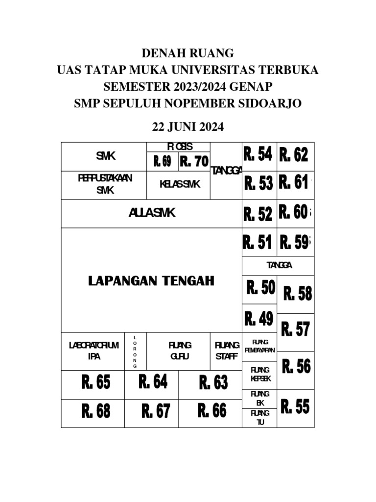 1B. DENAH GEDUNG SMP 10 NOPEMBER - UTM UT 22 Dan 23 Juni 2024 | PDF