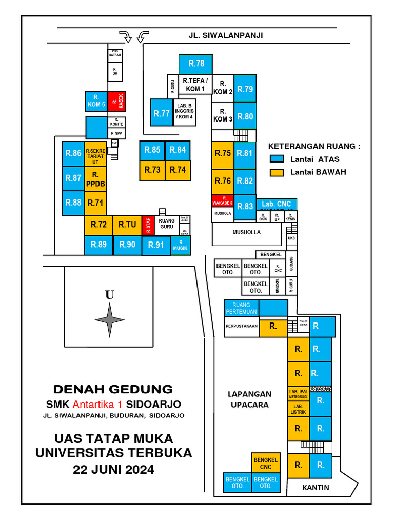 1c. Denah Gedung SMK Antartika 1 - Utm Ut 22 Dan 23 Juni 2024 | PDF