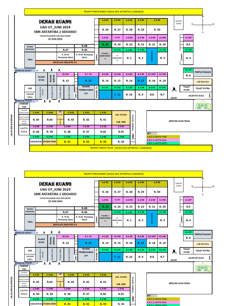 1a. Denah Gedung SMK Antartika 2 - Utm Ut 22 Dan 23 Juni 2024 | PDF