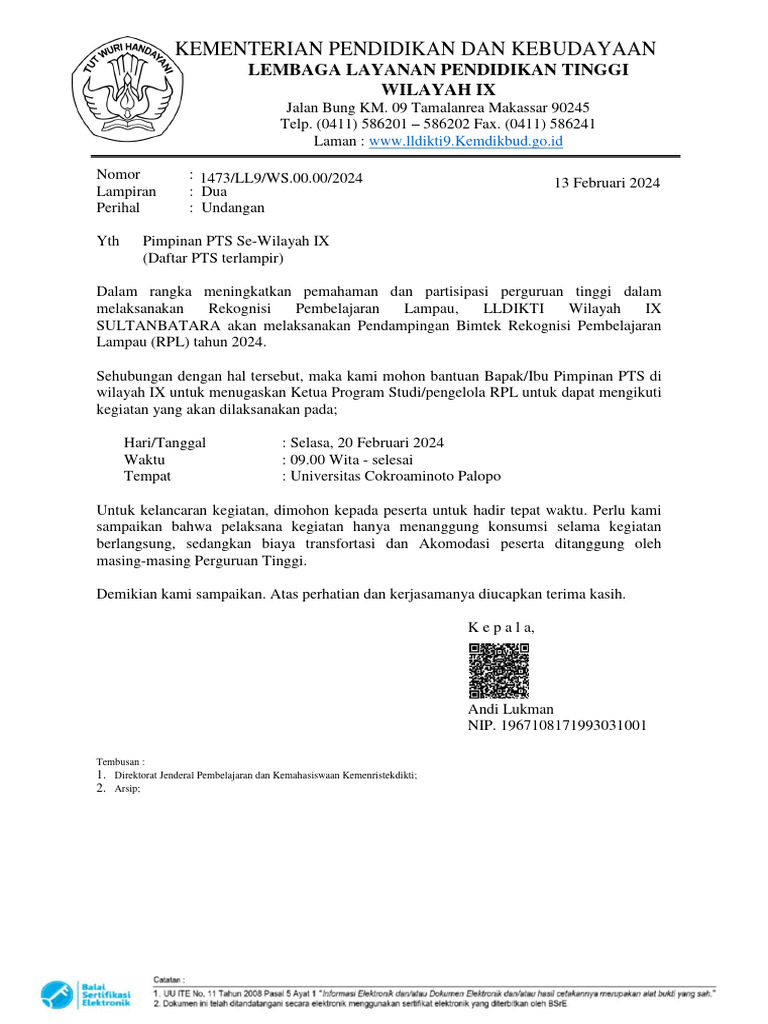 Surat Undangan Pendampingan RPL PDF Final | PDF