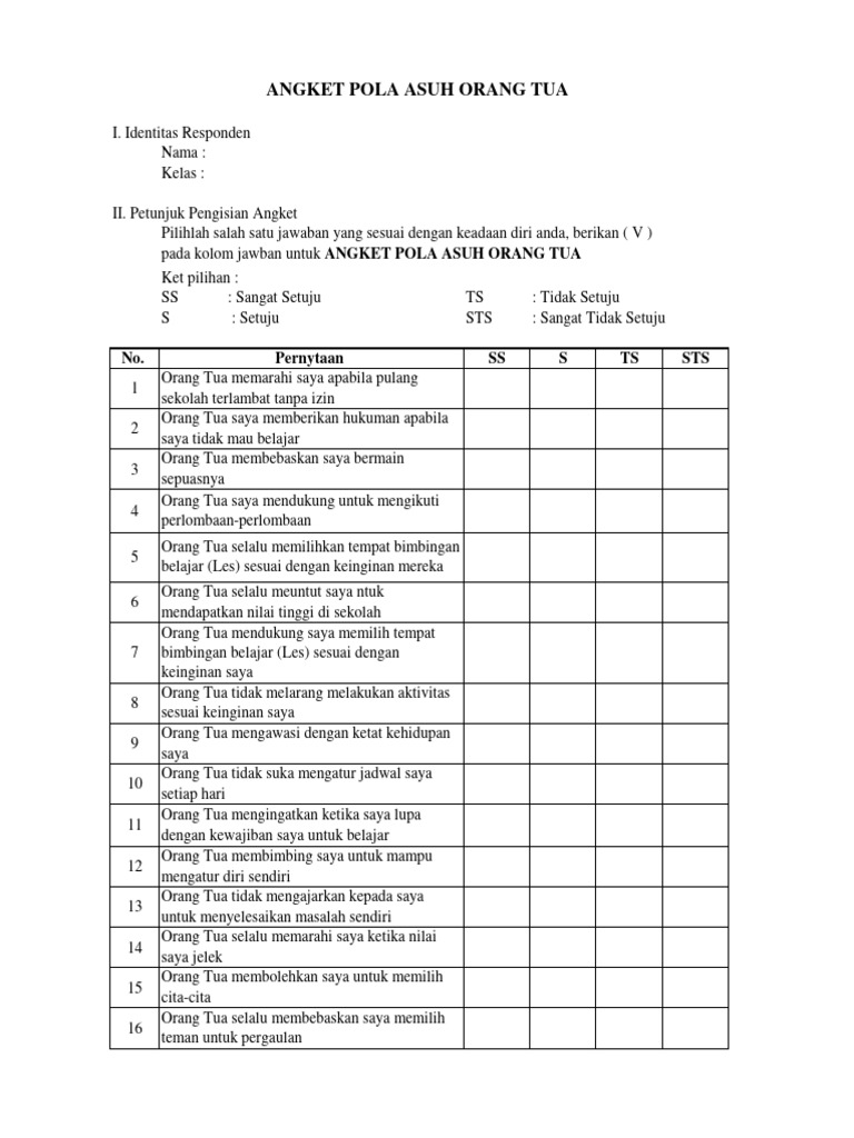 Angket Pola Asuh | PDF