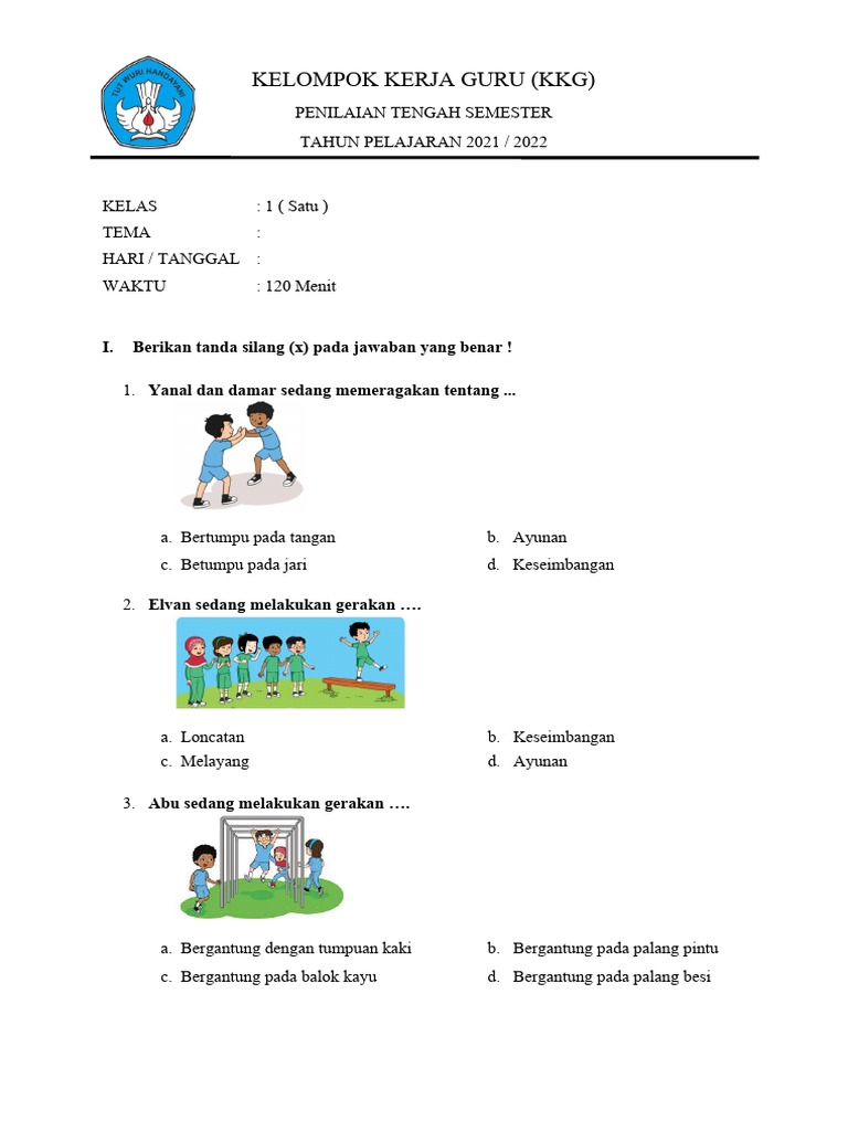 Soal Penilaian Tengah Semester Kelas 1 | PDF