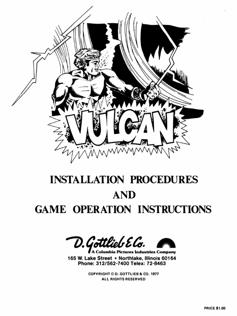 Gottlieb 1977 Vulcan Installation Procedures and Game Operation Instructions OCR Searchable ...