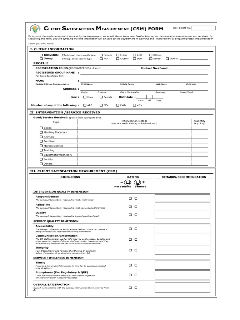 Client Satisfaction Measurement CSM CSM | PDF