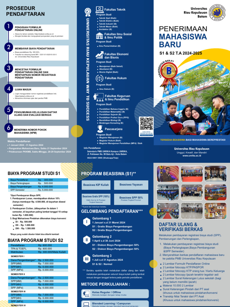 Biaya Kuliah dan Pendaftaran UNRIKA 2025 | PDF
