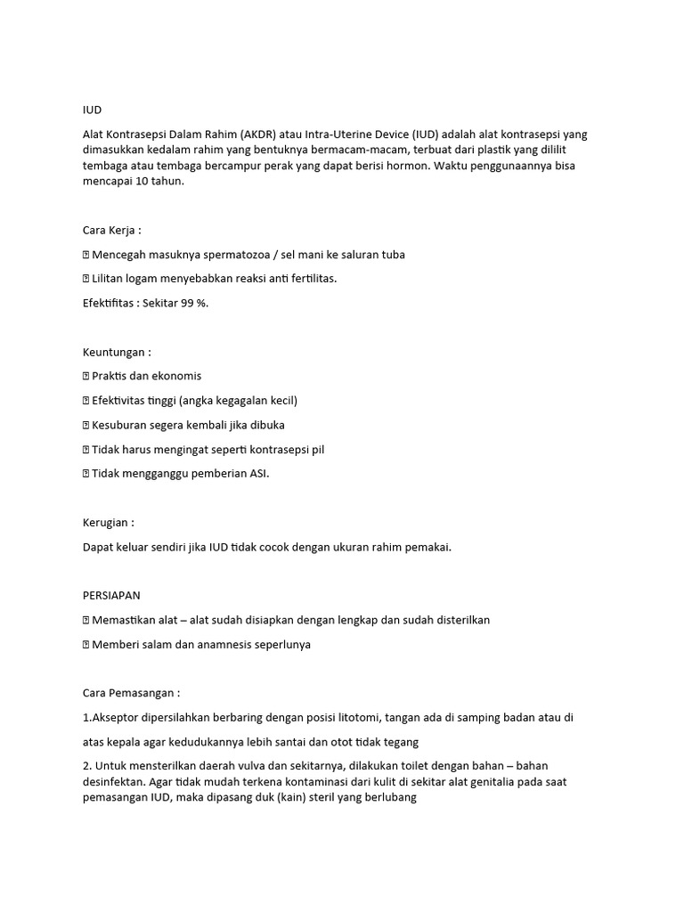 Pemasangan dan Efektivitas IUD | PDF