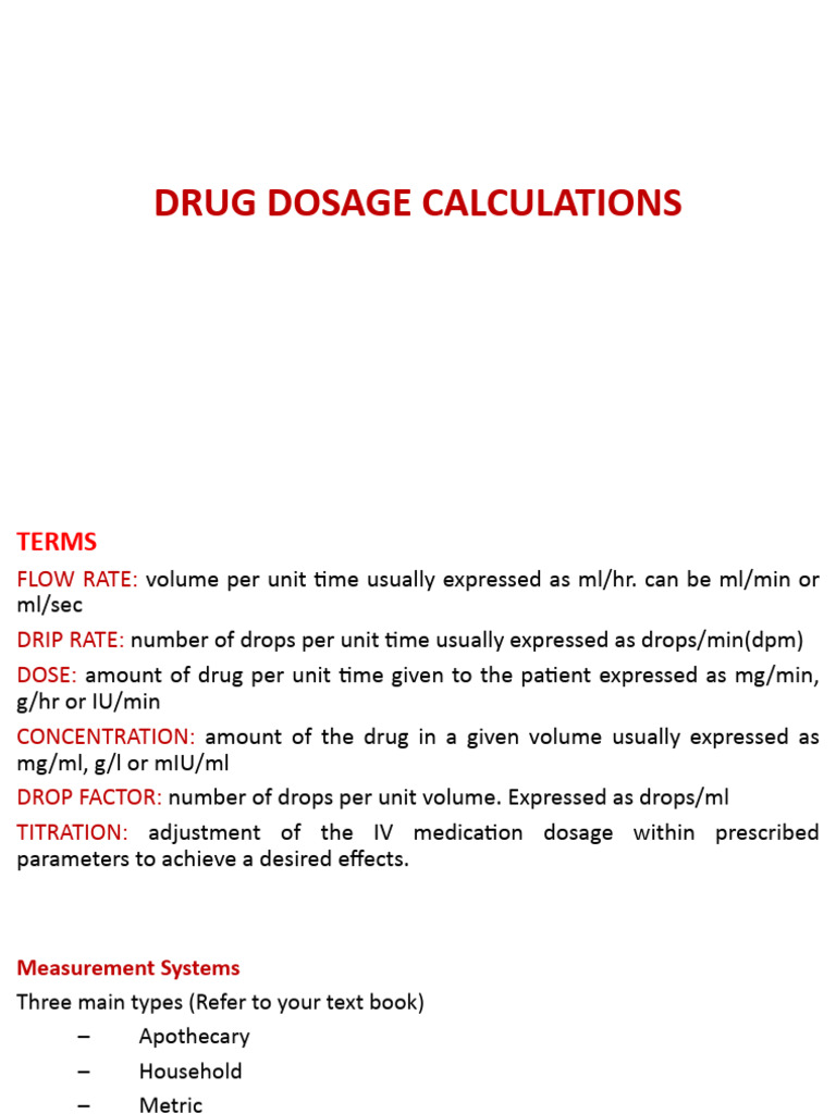 Drug Dosage Calculations | PDF | Litre | Dose (Biochemistry)
