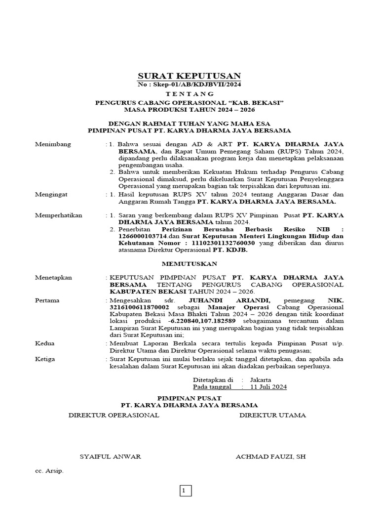 SKEP AB KDJB Cikarang | PDF