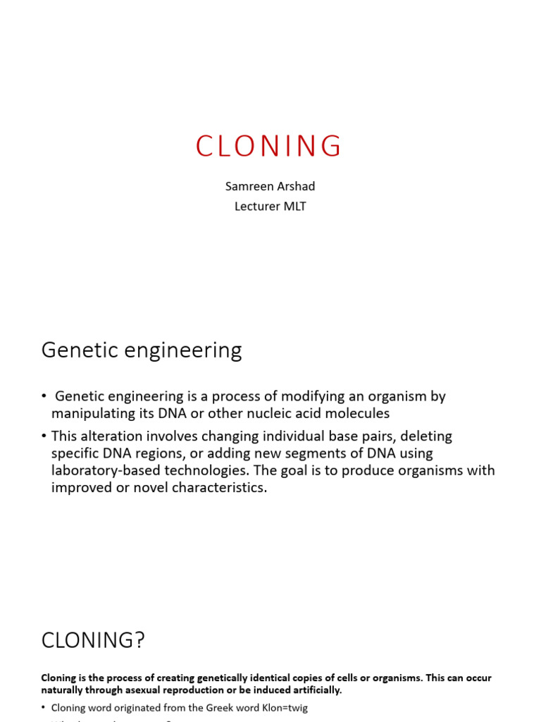 CLONING | PDF | Molecular Cloning | Plasmid