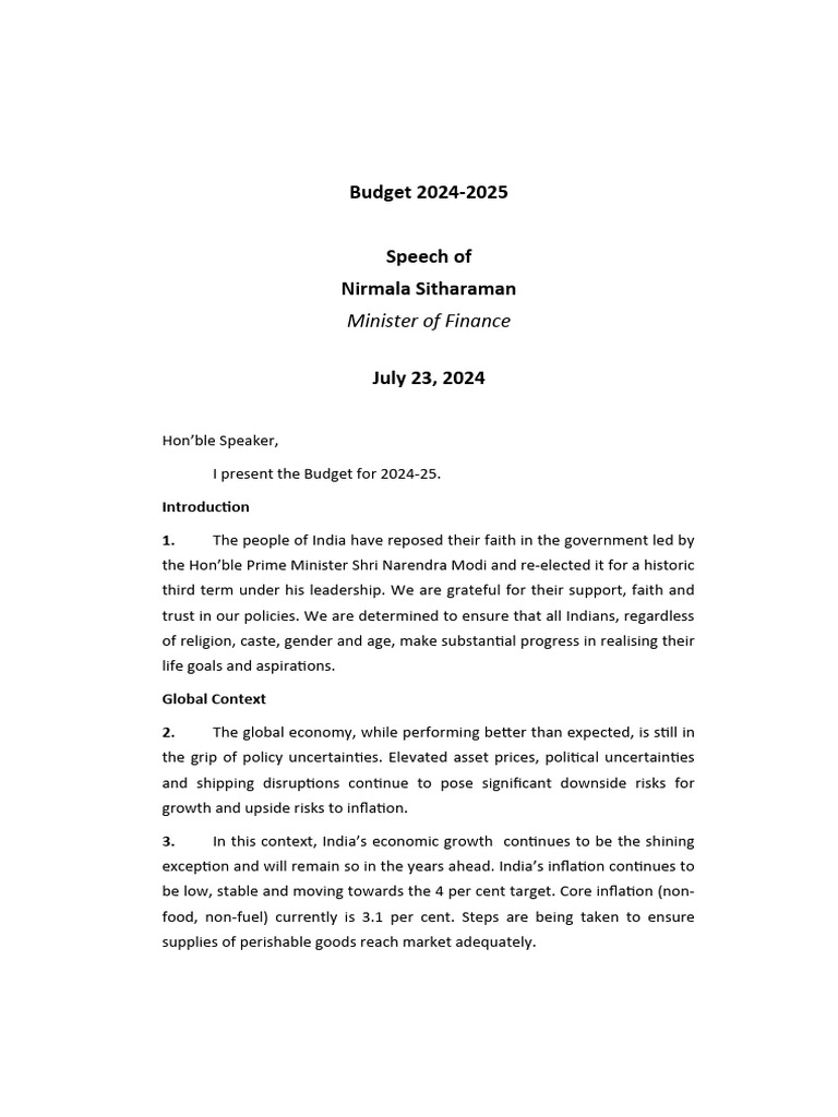 Budget Speech | PDF | Taxes | Government Budget Balance