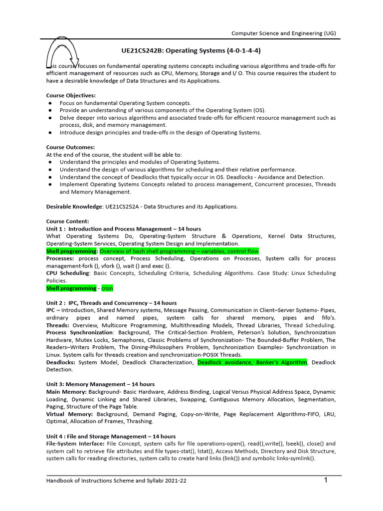 OS Syllabus 2024.doc | PDF | Scheduling (Computing) | Thread (Computing) OS Syllabus 2024.doc | PDF | Scheduling (Computing) | Thread (Computing)
