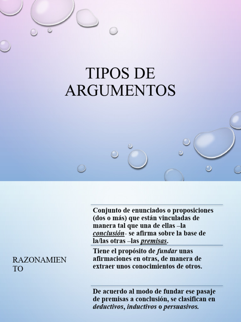 Tipos de Argumentos y Ejemplos | PDF | Razonamiento deductivo | Argumento