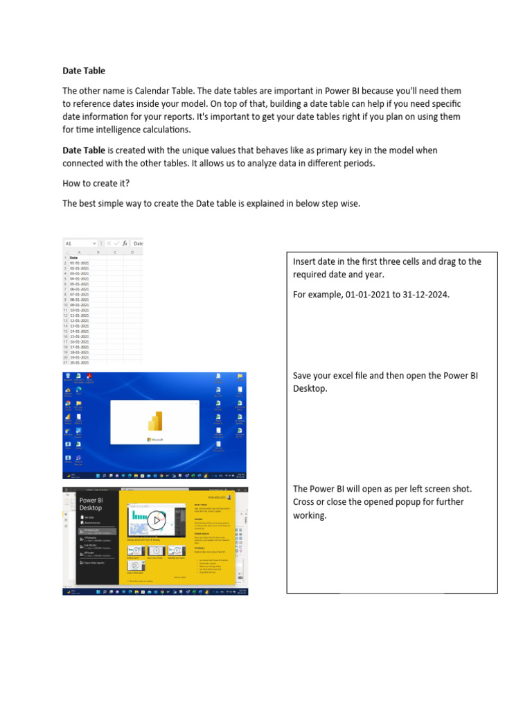 How To Create Date Table - PBI | PDF | Microsoft Excel | Computer File