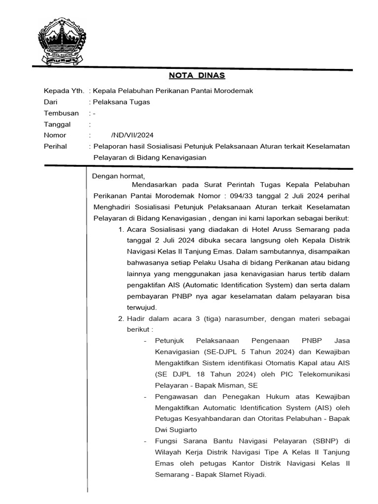 Contoh Nota Dinas | PDF