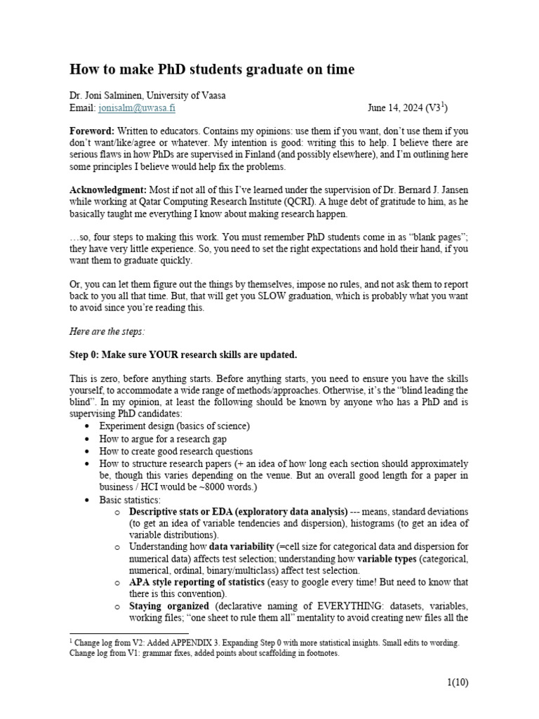 How To Make PHD Students Graduate On Time - (v3) | PDF | Statistics ...