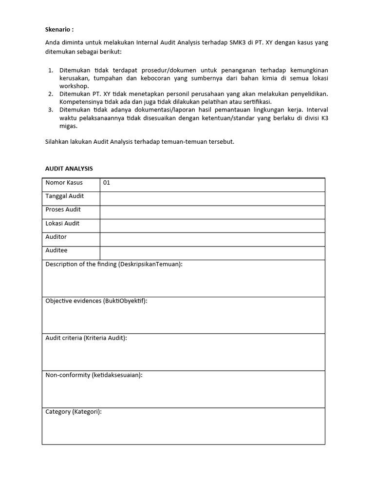 Latihan Audit Analysis | PDF | Karier & Perkembangan | Teknologi & Rekayasa