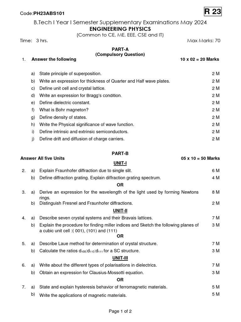 Engineering Physics (6) and BCME (BASIC CIVIL AND MECHANICAL ...