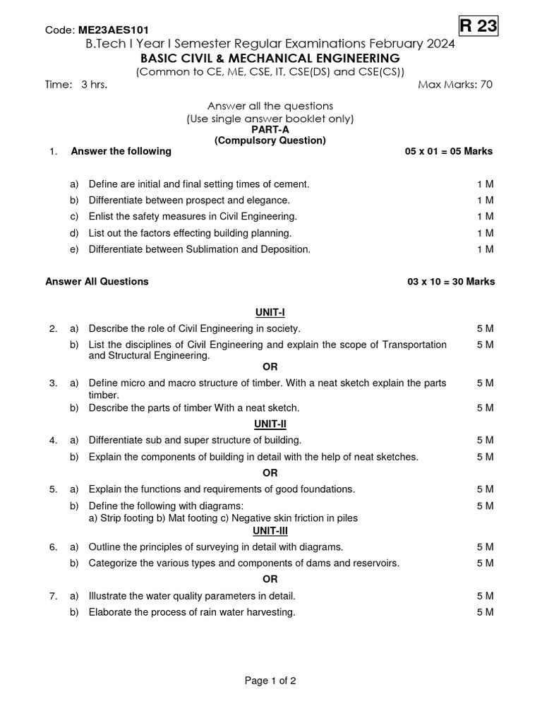 Basic Civil & Mechanical Engineering | PDF | Engineering | Mechanical ...