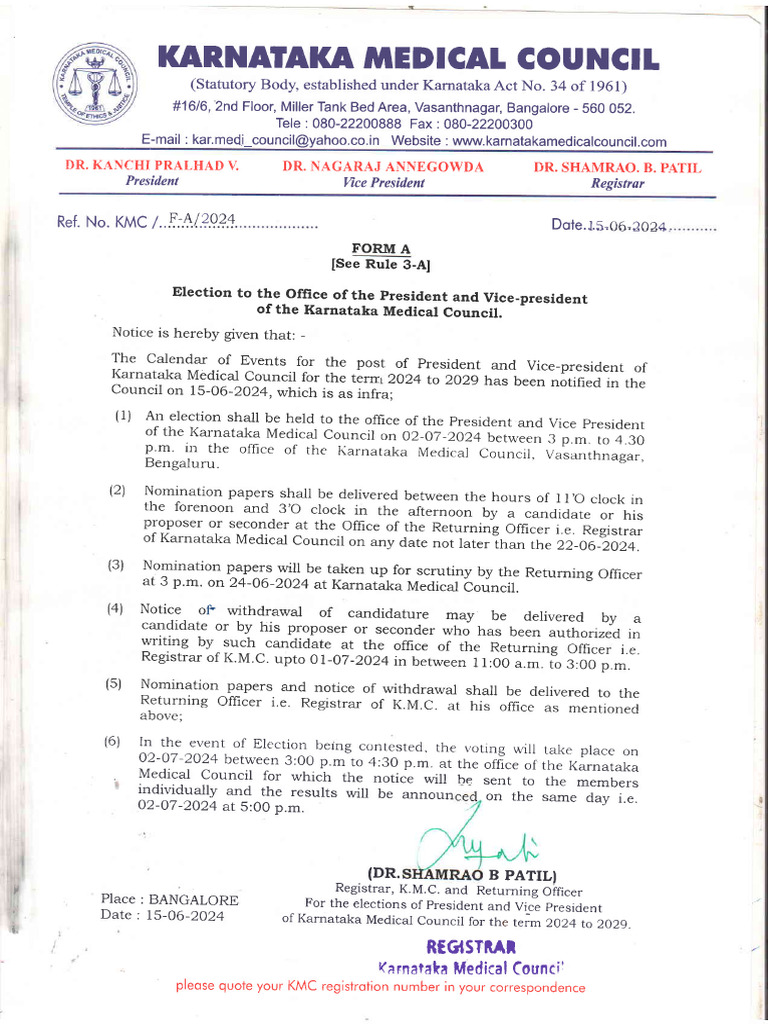 Election Notification Form A | PDF