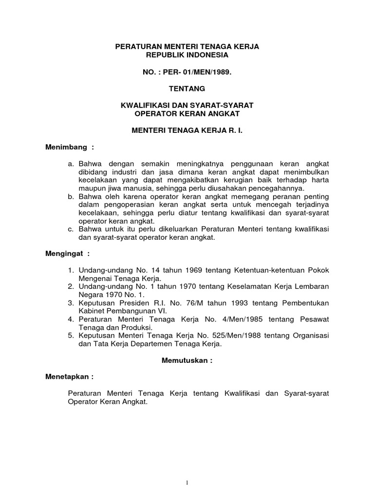 Kualifikasi Operator Keran Angkat | PDF