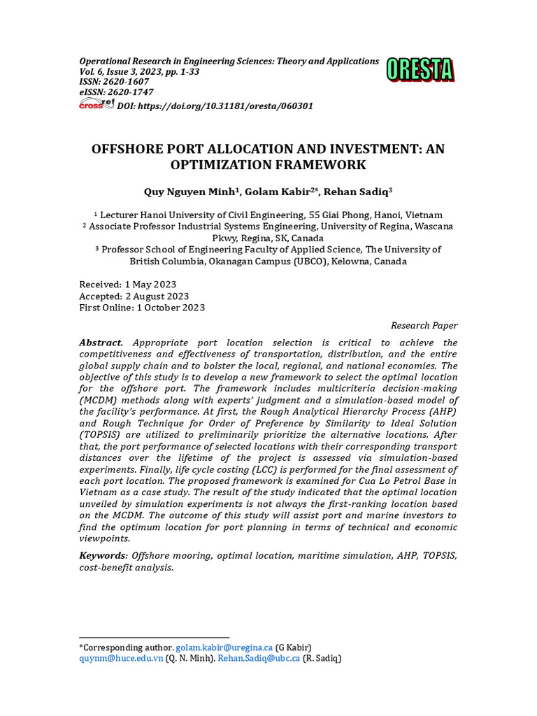 Offshore Port Allocation and Investment: An Optimization Framework ...