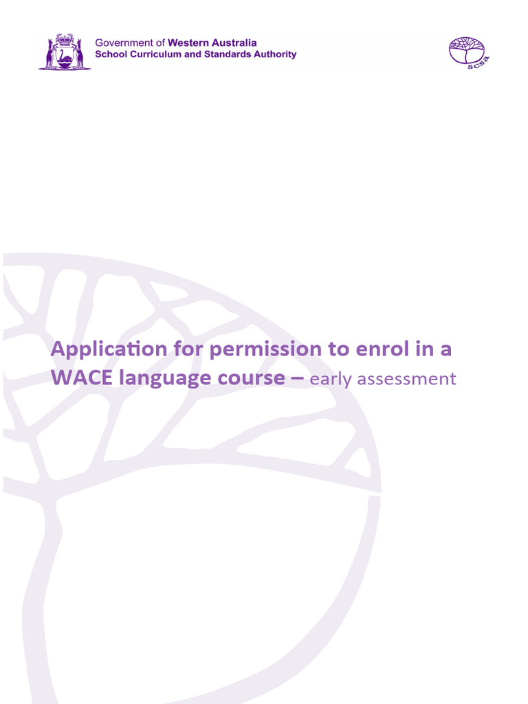 WACE Language Course Enrolment Application | PDF | Copyright | Language ...