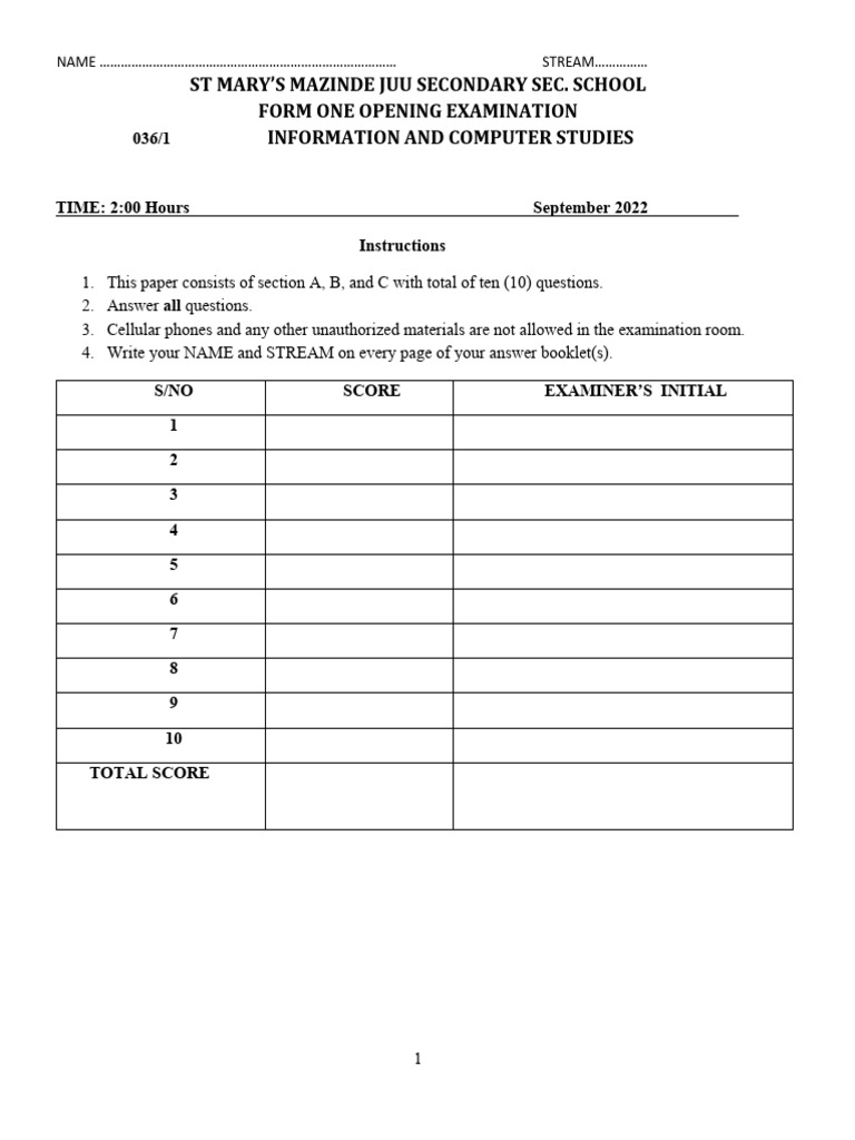 F1 Ics Opening Exam 2022 | PDF | Digital Technology | Software