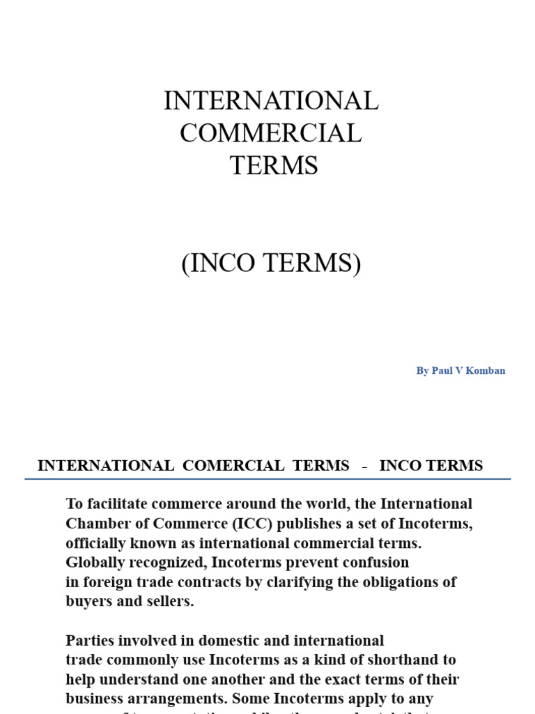 Inco Terms | PDF | Business Law | Trade