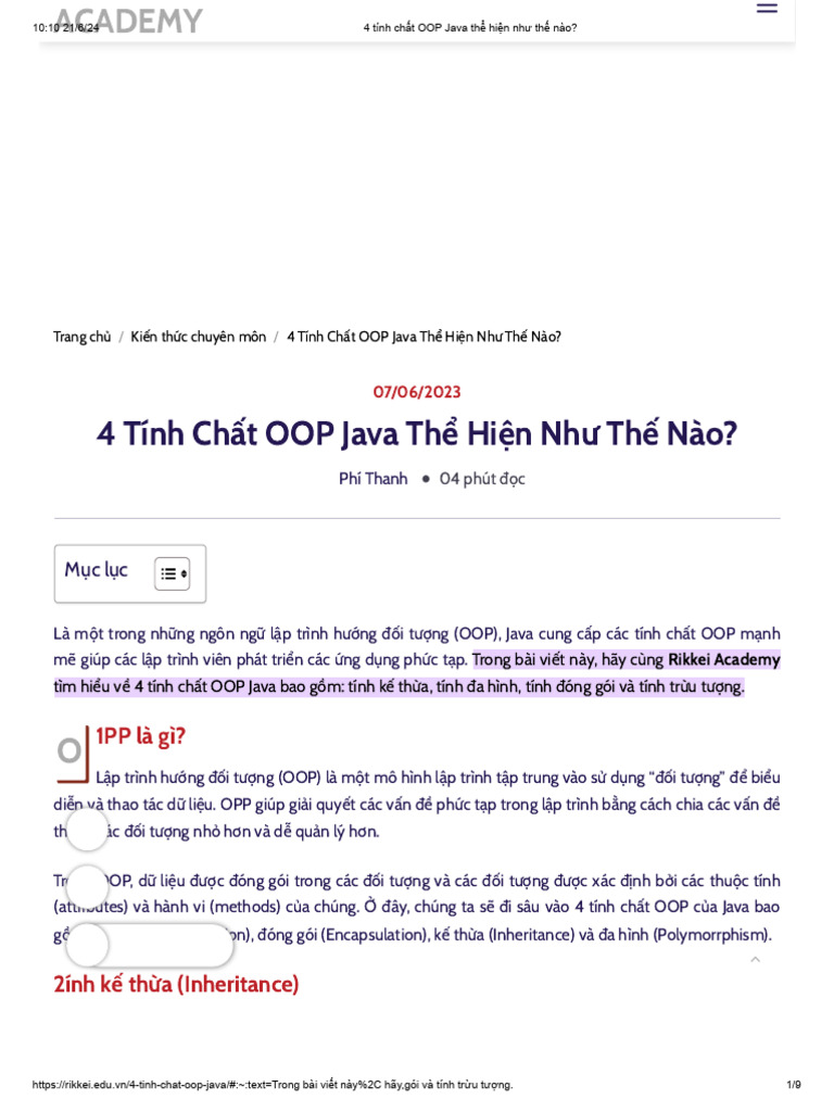 4 Tính Chất OOP Java Thể Hiện Như Thế Nào | PDF