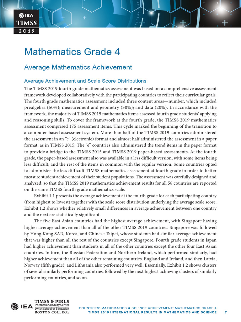 TIMSS19 Ch1 Achievement Mathematics 4 | PDF