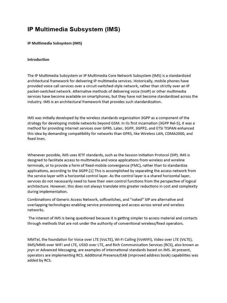 IP Multimedia Subsystem (IMS) | PDF | Ip Multimedia Subsystem | Session ...