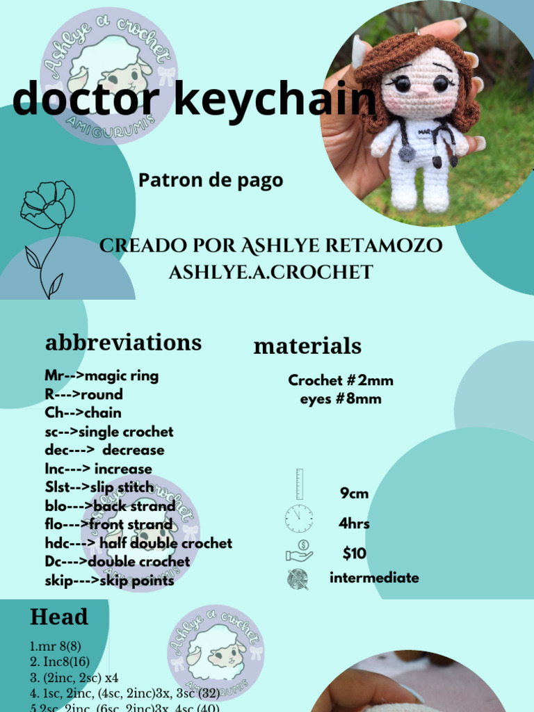 Crochet Doctor Keychain Tutorial | PDF