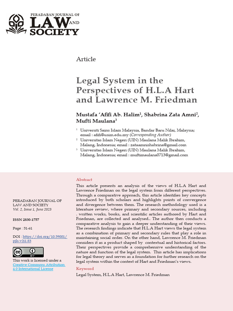 Legal Theories: Hart vs. Friedman | PDF | Jurisprudence | System