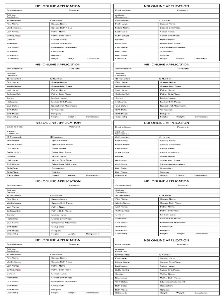 Nbi Form | PDF