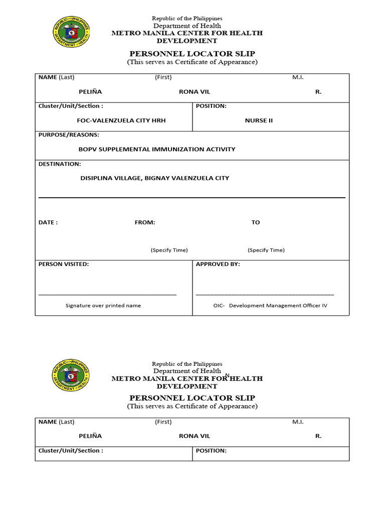 HRH Locator Slip | PDF | Health Policy | Health Care