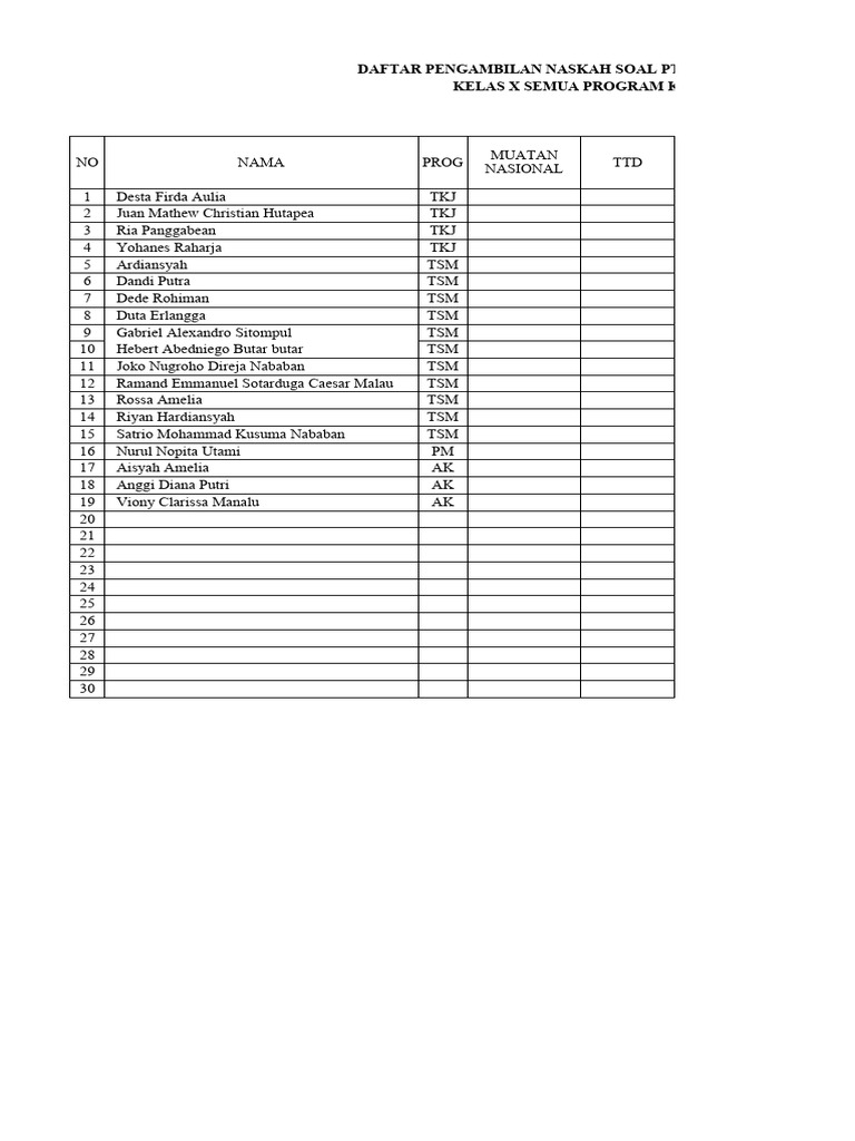 Form Pengambilan Soal | PDF